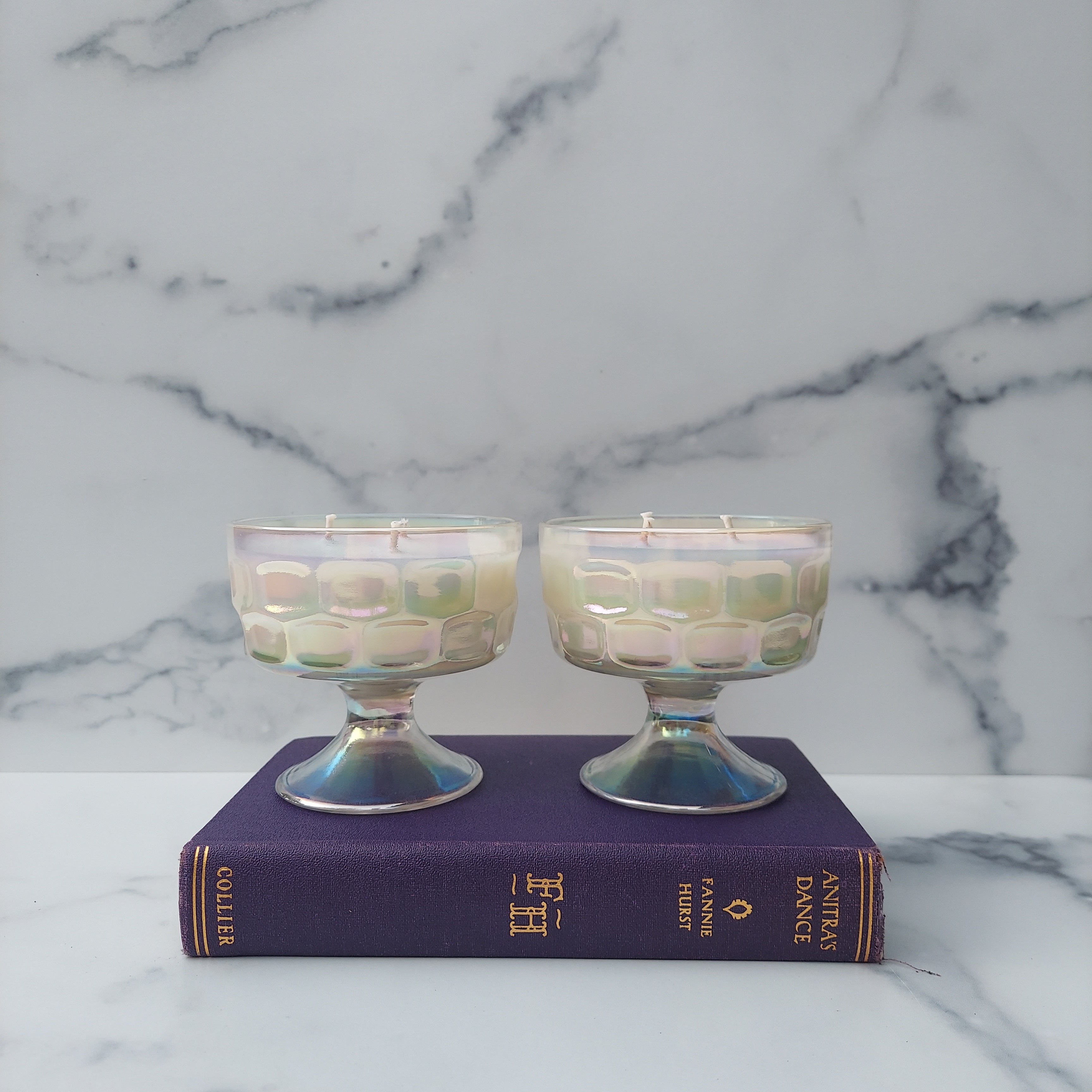 Federal Iridescent Colonial Sherbet 1960s – vintageglasscandles